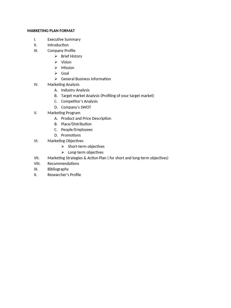 Marketing Plan Format | PDF