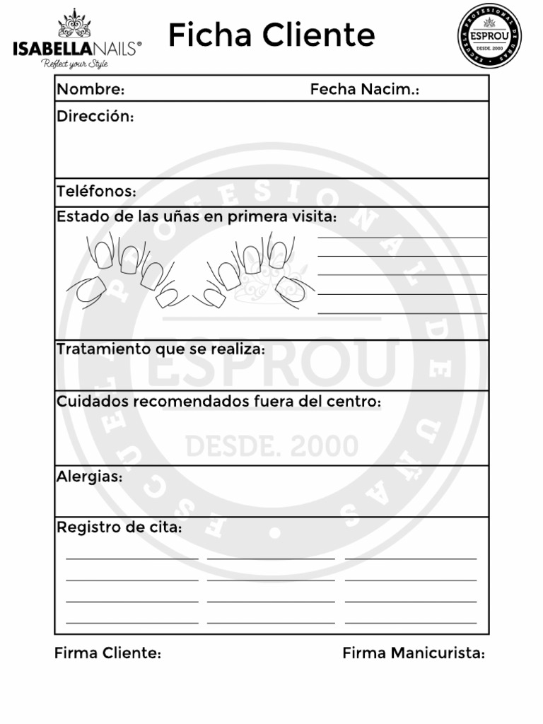 Ficha Cliente Isabella | PDF