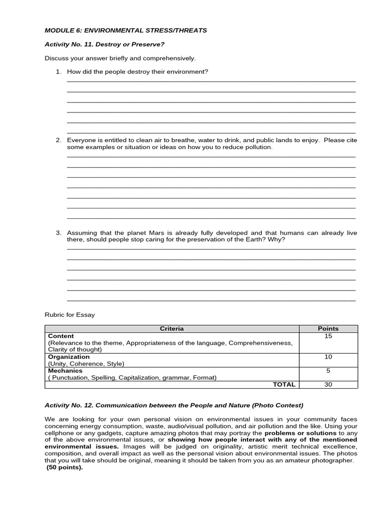 Im 5. Activities and Assignments | PDF | Pollution | Water Pollution