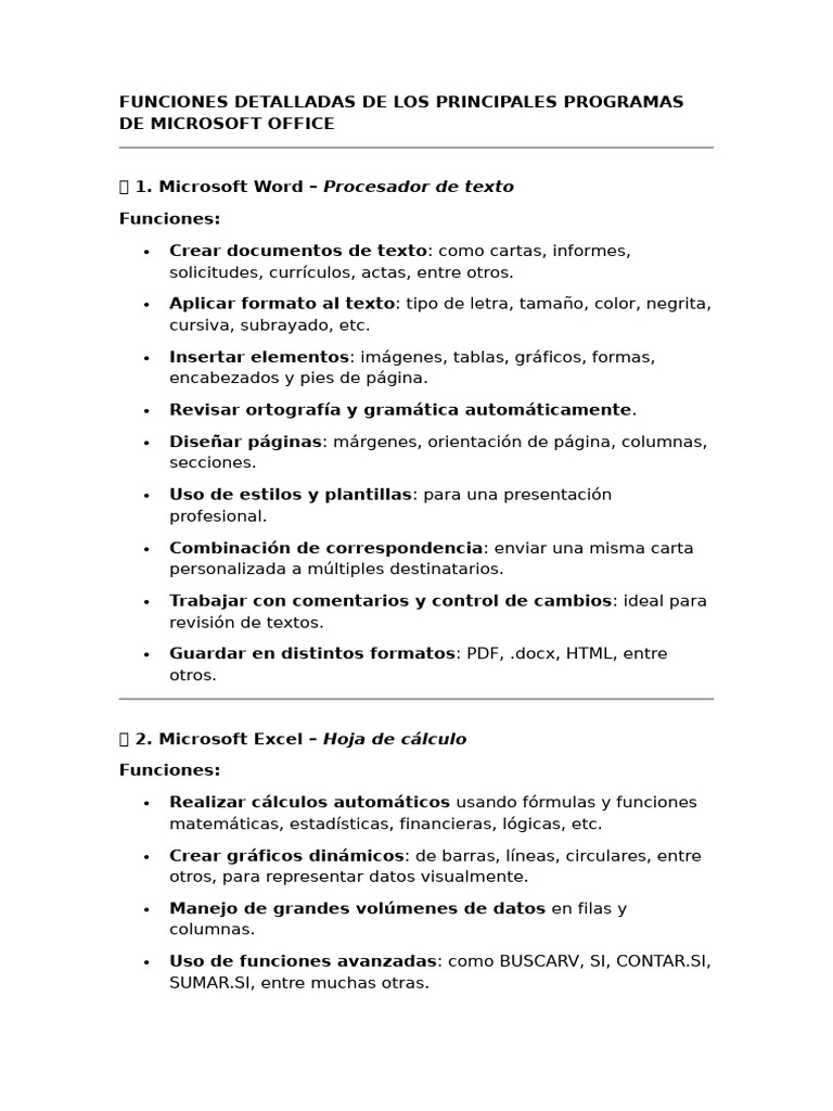 Funciones Clave de Microsoft Office | PDF | Microsoft Office | Microsoft Excel