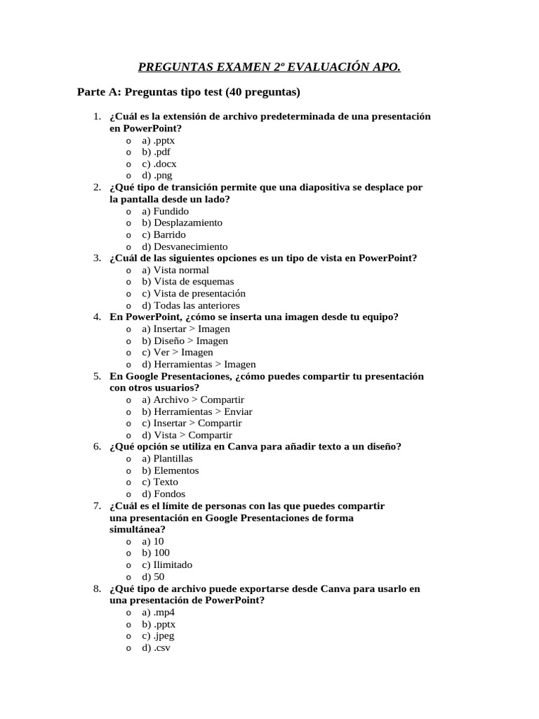 Preguntas sobre PowerPoint y Google Slides | PDF | Microsoft PowerPoint ...