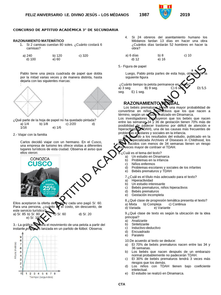 CONCURSO DE 3 LISTO | PDF | Desorden hiperactivo y deficit de atencion ...