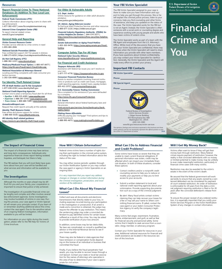 FBI Victim Services: Financial Crime Support | PDF | Identity Theft ...