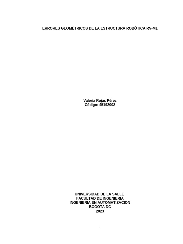 Errores Geométricos Del Robot Rv-m1 VALERIA ROJAS | PDF | Matriz ...