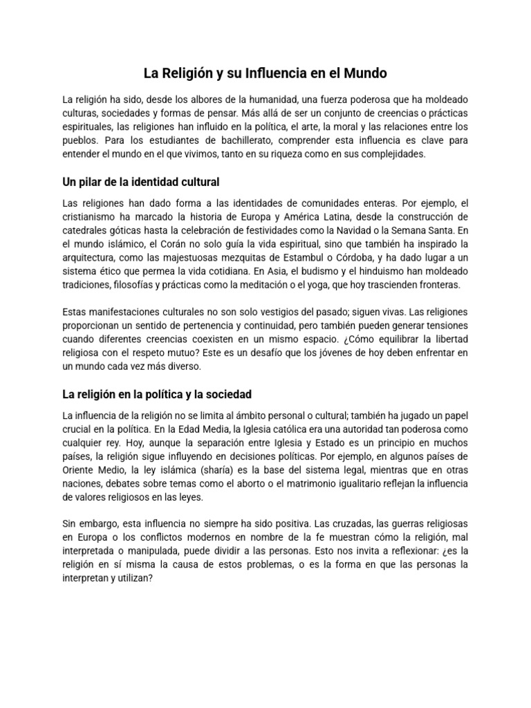 Bach - La Religión y Su Influencia en El Mundo - I Parcial - 26 - Abr ...