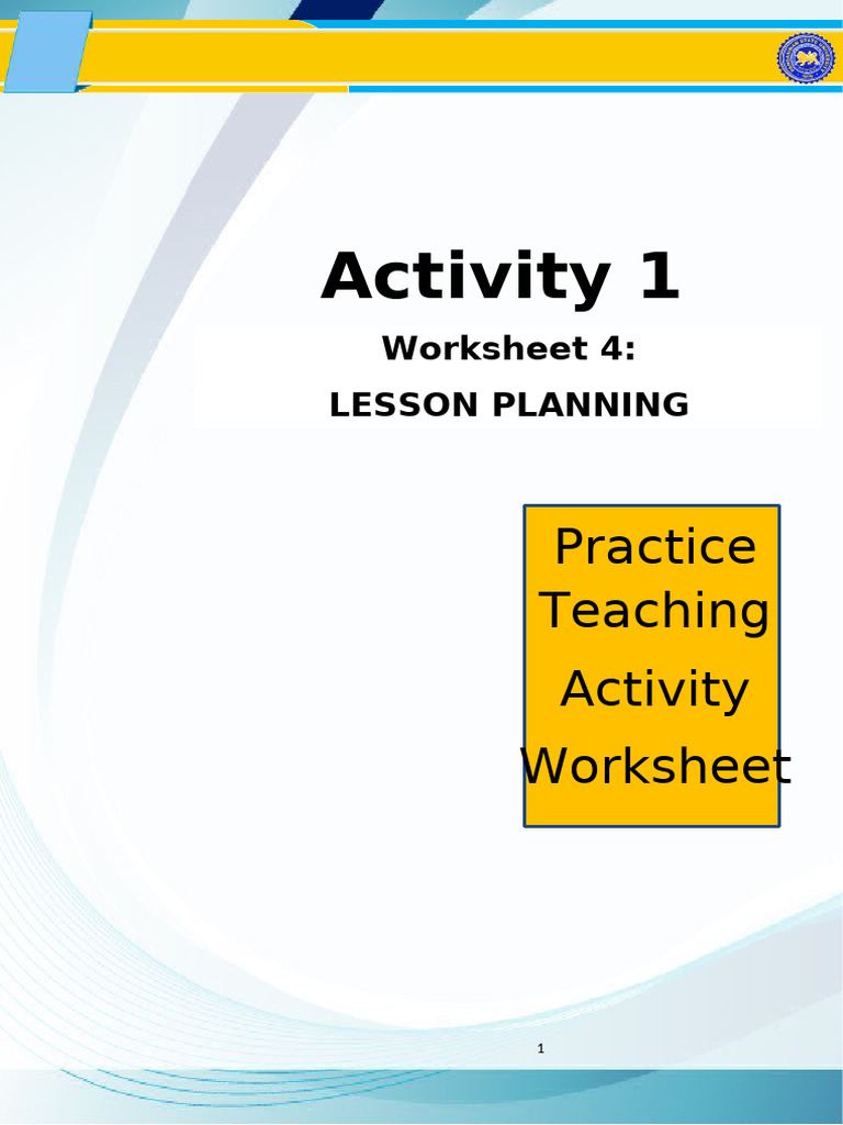 2025 PT Worksheet 4 Lesson Planning | PDF | Lesson Plan | Educational ...