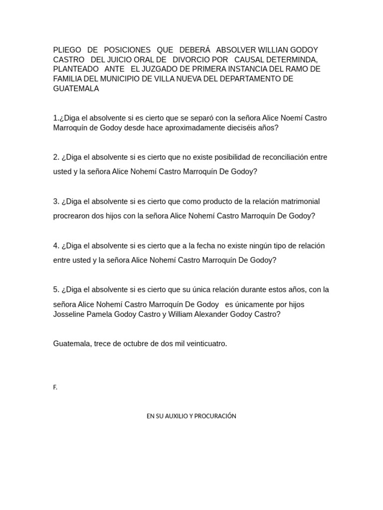 Plica Divorcio Voluntario | PDF