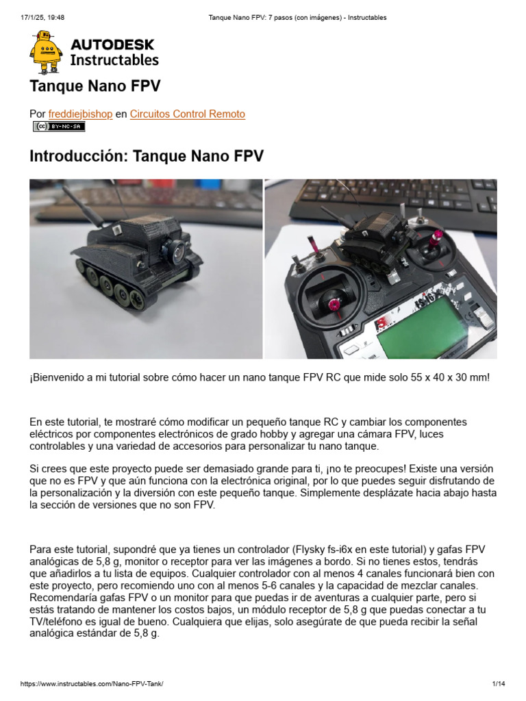 Tanque Nano FPV_ 7 pasos (con imágenes) - Instructables | PDF | Tanques | Bienes manufacturados