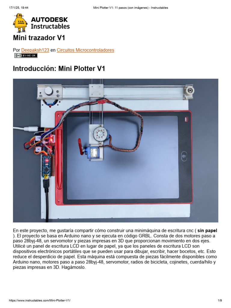 Mini Plotter V1 - 11 Pasos (Con Imágenes) - Instructables | PDF | Arduino | Control numerico