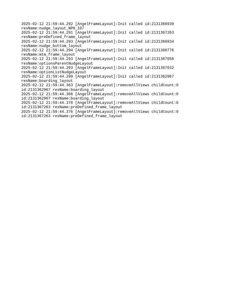 AngelFrameLayout Initialization Logs | PDF
