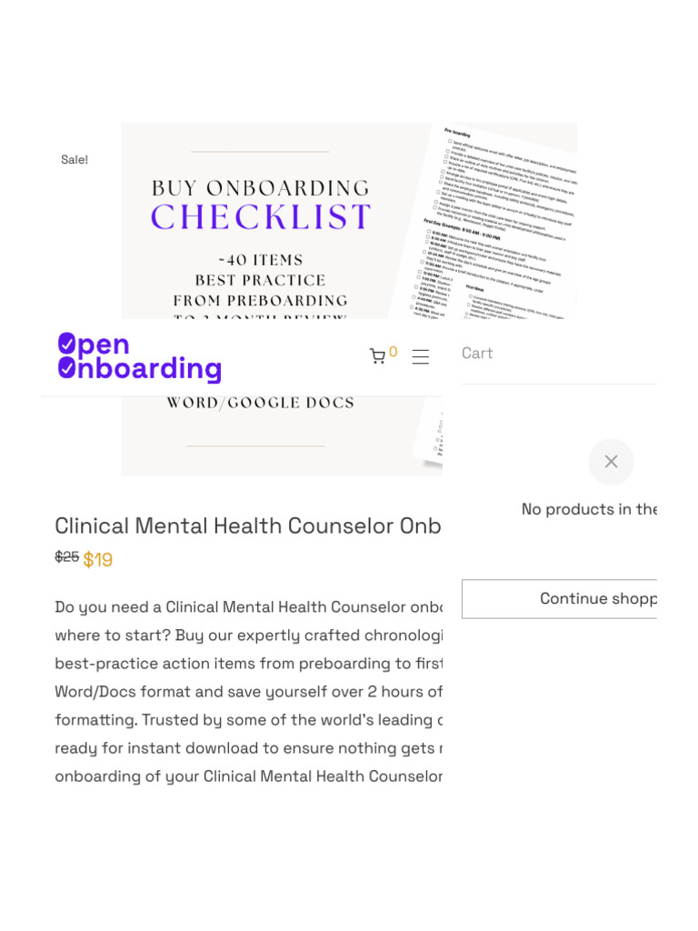 Clinical Mental Health Counselor Onboarding Checklist - Open Onboarding ...