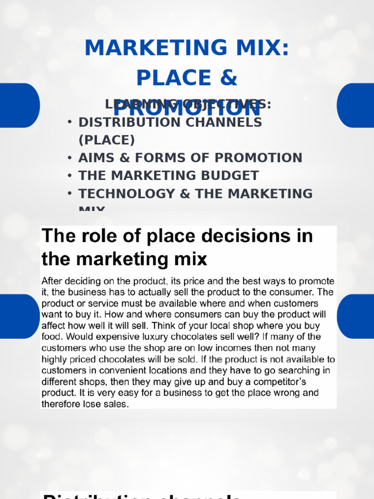Unit 13 - 1 Marketing Mix Place & Promotion | PDF