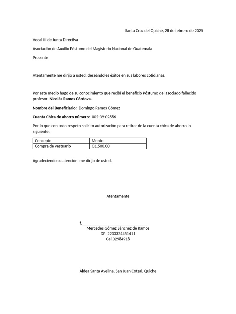 SOLICITUD DE RETIRO | PDF