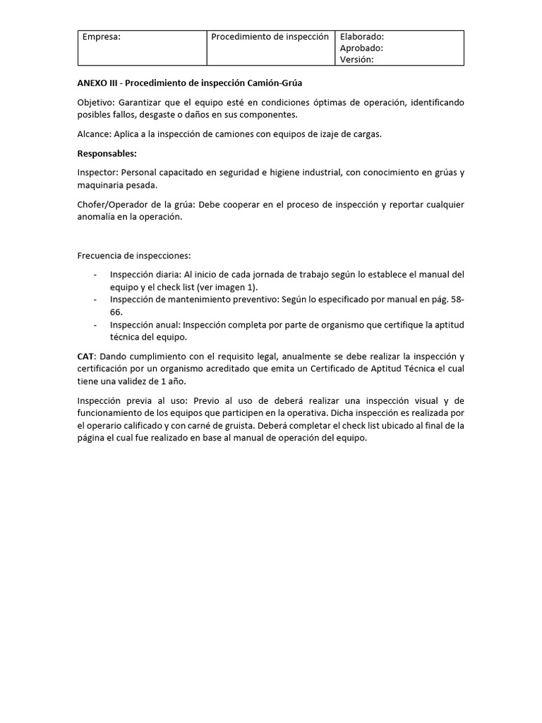 Procedimiento inspección | PDF