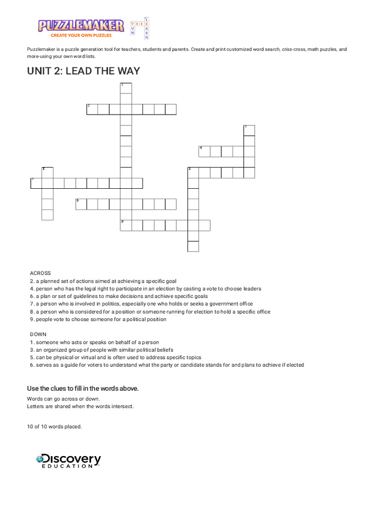 Criss Cross Puzzle _ Discovery Education Puzzlemaker (1) | PDF