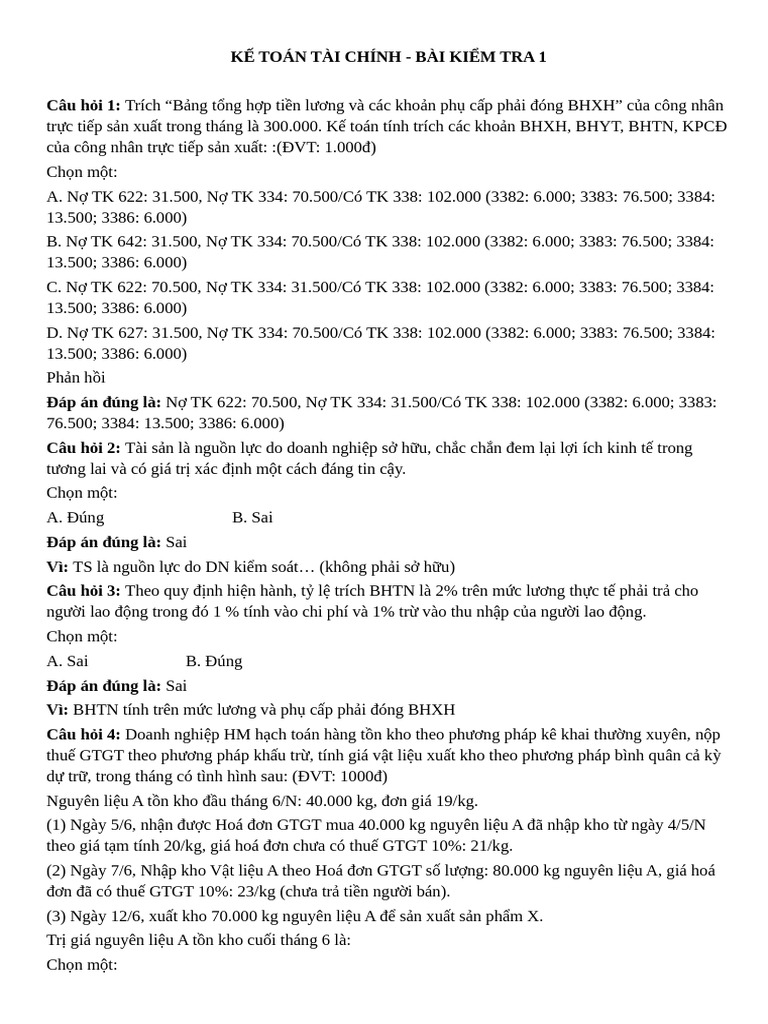 Ke Toan Tai Chinh KT 1 | PDF