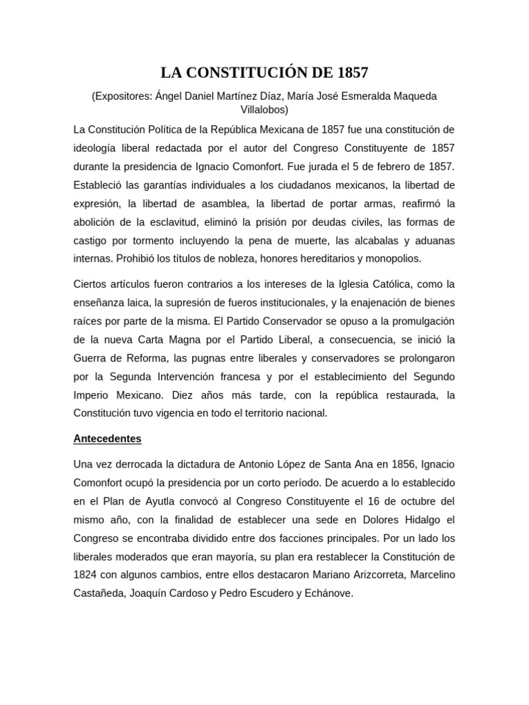La Constitución De 1857 Pdf Gobierno México