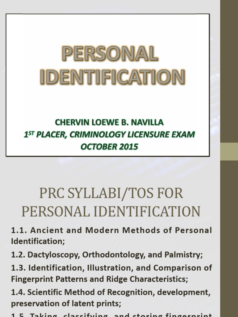 CRMTCS-1-PERSONAL-IDENTIFICATION-BY-CLBN-PPT | PDF | Fingerprint ...