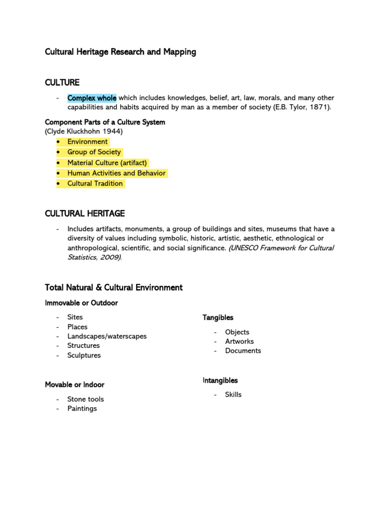 Cultural Heritage Research & Mapping Guide | PDF | Cultural Heritage ...