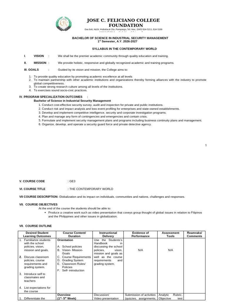 GE3 - The - Contemporary - World ICJE FINALE (AutoRecovered) | PDF | Globalization | Rubric ...