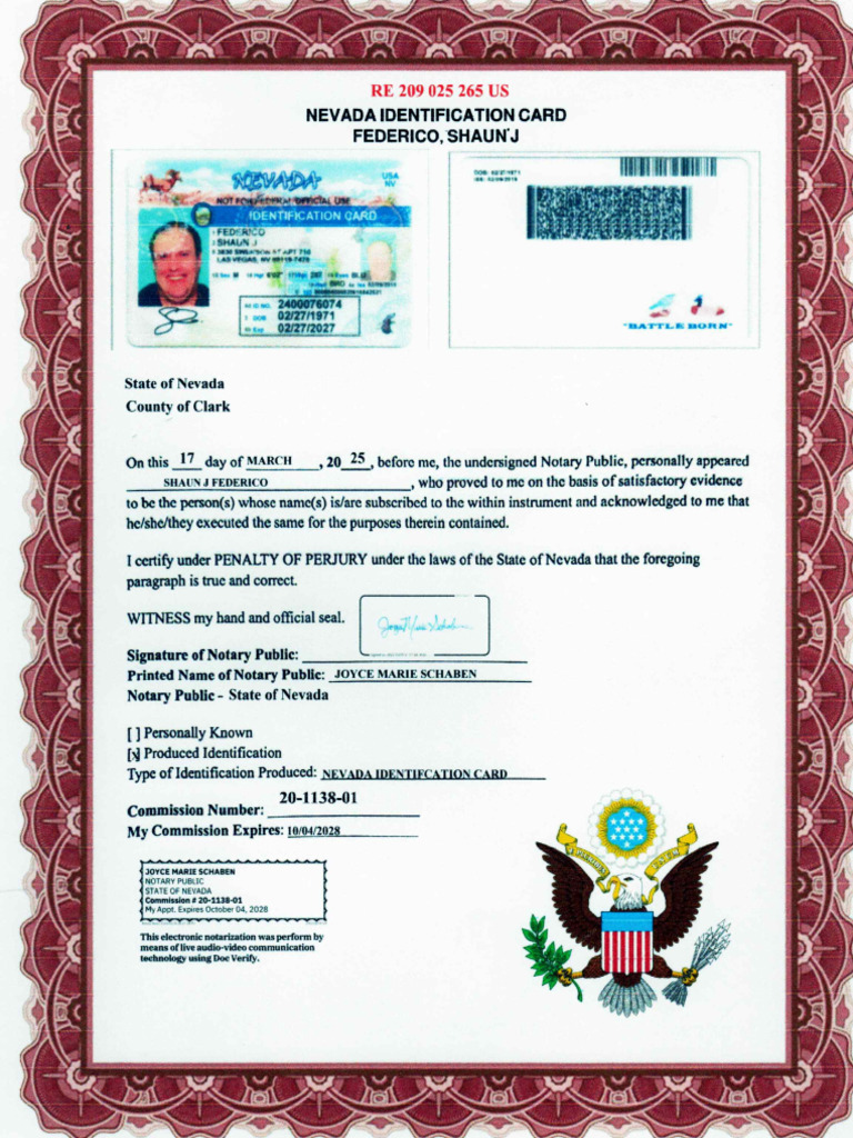 NV Identification Card SJF | PDF