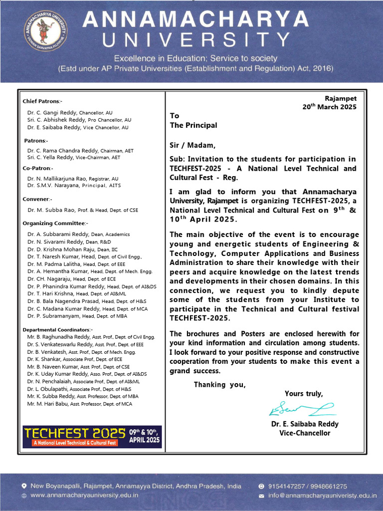 Invitation to Techfest 2025 Participation | PDF