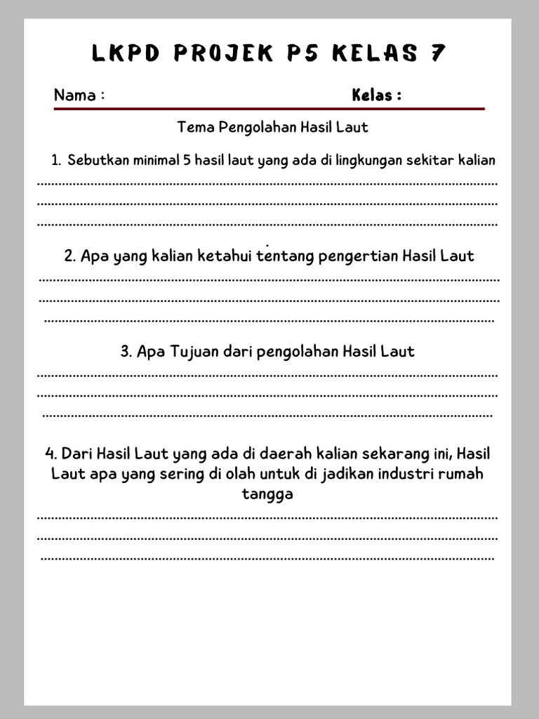 Lembar Kerja Projek Kelas 7 | PDF