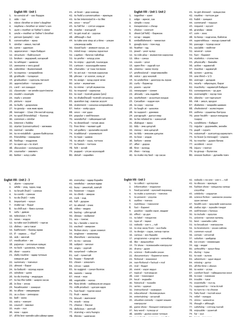 English VIII Words | PDF