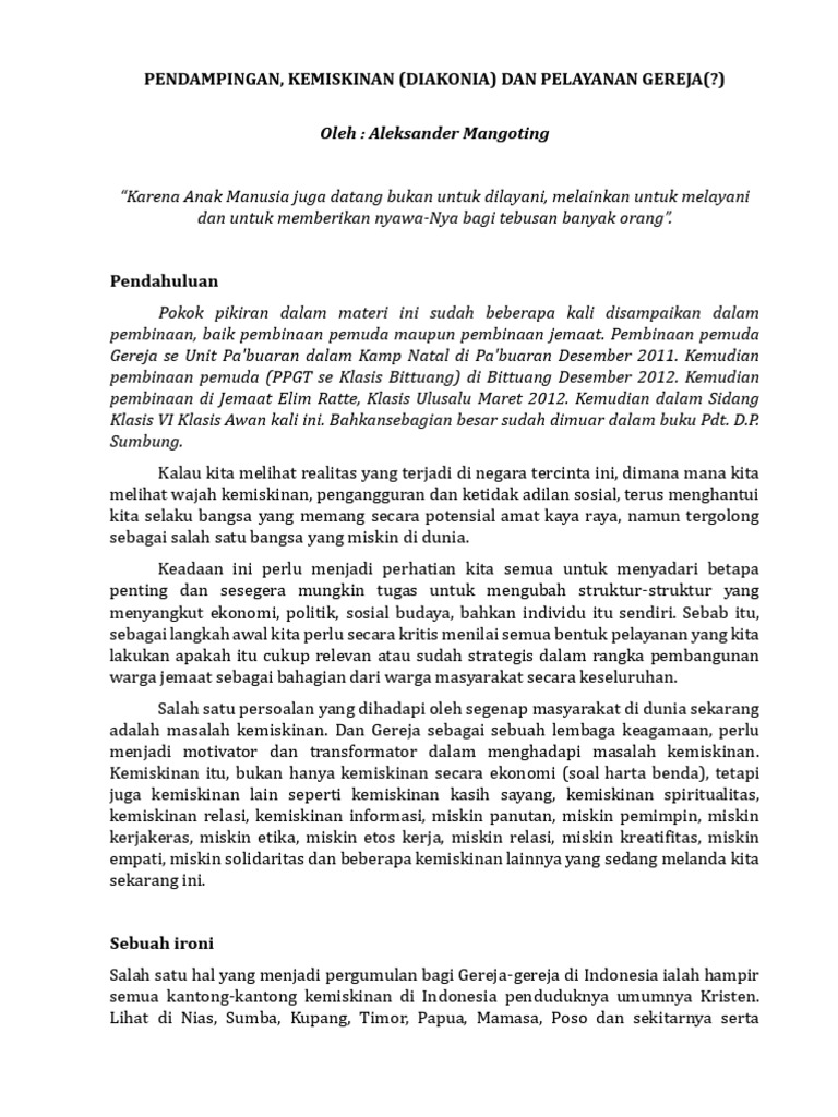 Gereja, Diakonia Dan Kemiskinan - Pengembangan Kelompok | PDF