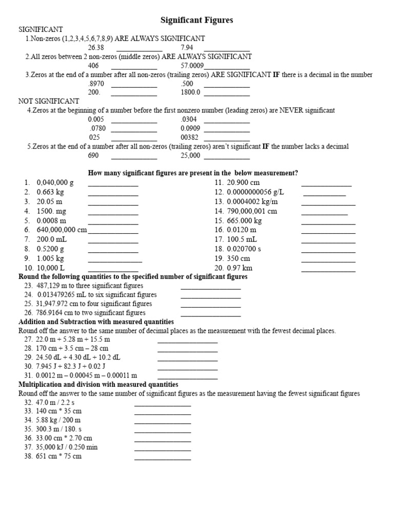 Significant Figures | PDF | Significant Figures | Notation