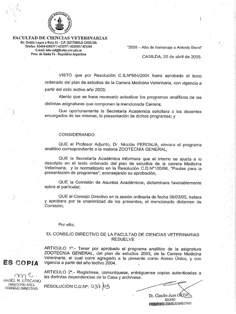 Zootecnia General Resol 037-05 | PDF