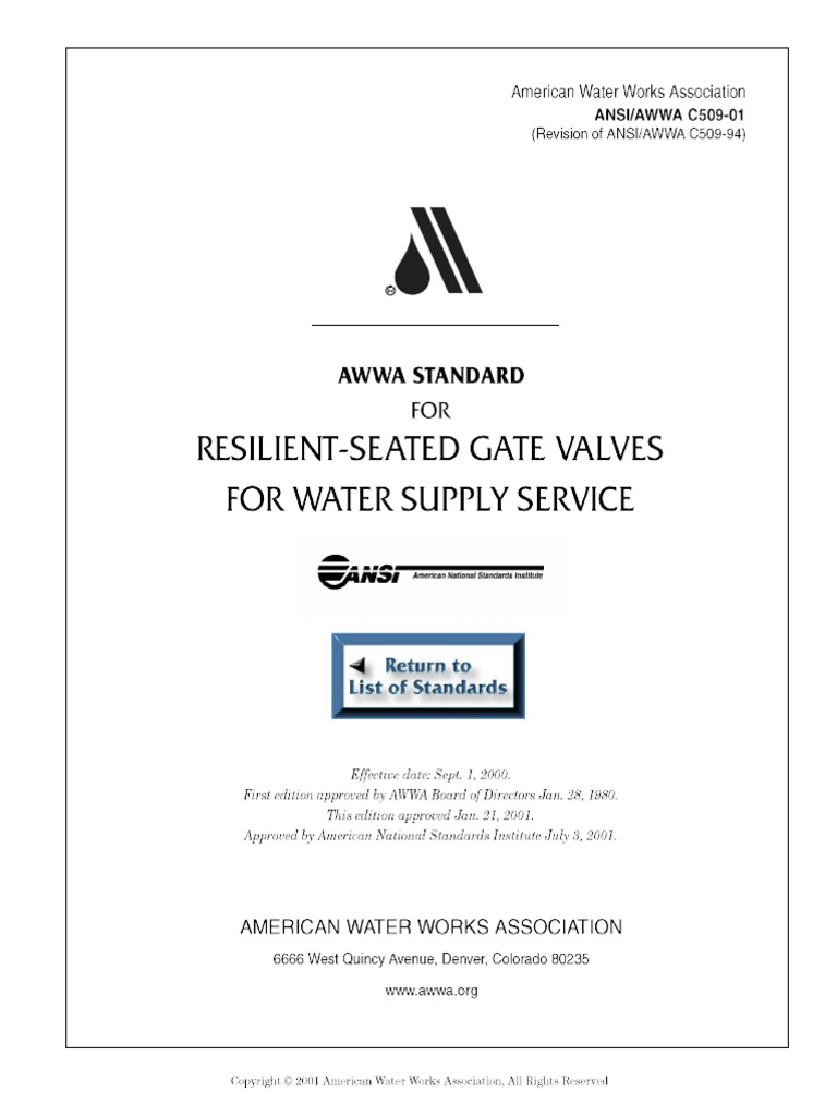 Awwa C509-01 | PDF