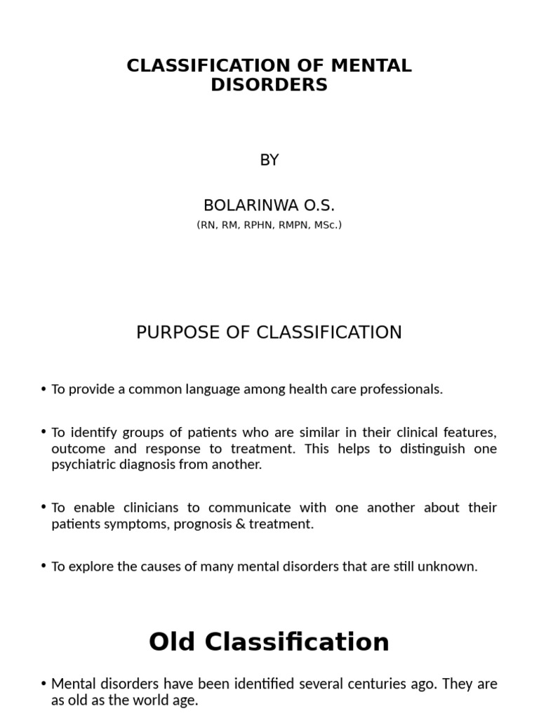 Classification of Mental Disorders | PDF | Mental Disorder | Diagnostic ...