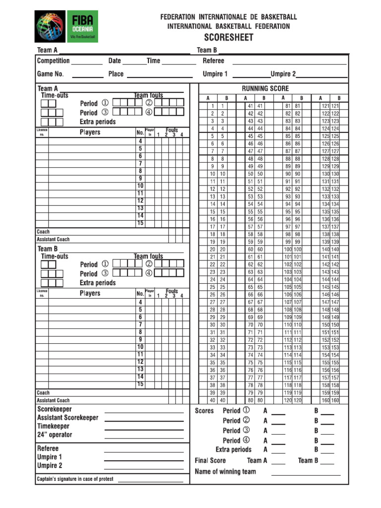 Basketball Score Sheet | PDF