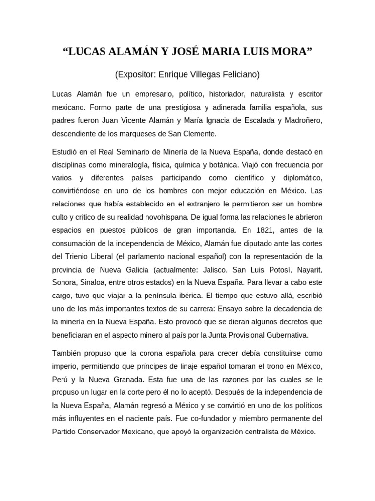 Lucas Alamán y José Maria Luis Mora | PDF