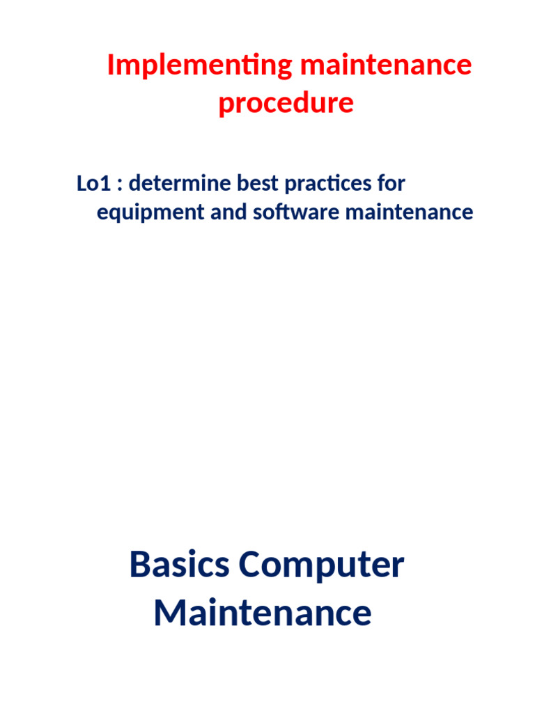 Best Practices for Equipment Maintenance | PDF | Computing | Systems ...