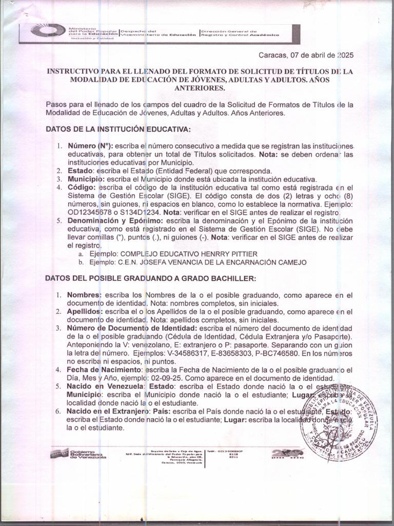 Ejaa Aa Instructivo Del Llenado Del Formato de Solicitud de Stitulos | PDF