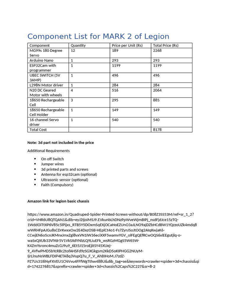 MARK 2 Legion Component List | PDF | Electrical Engineering ...