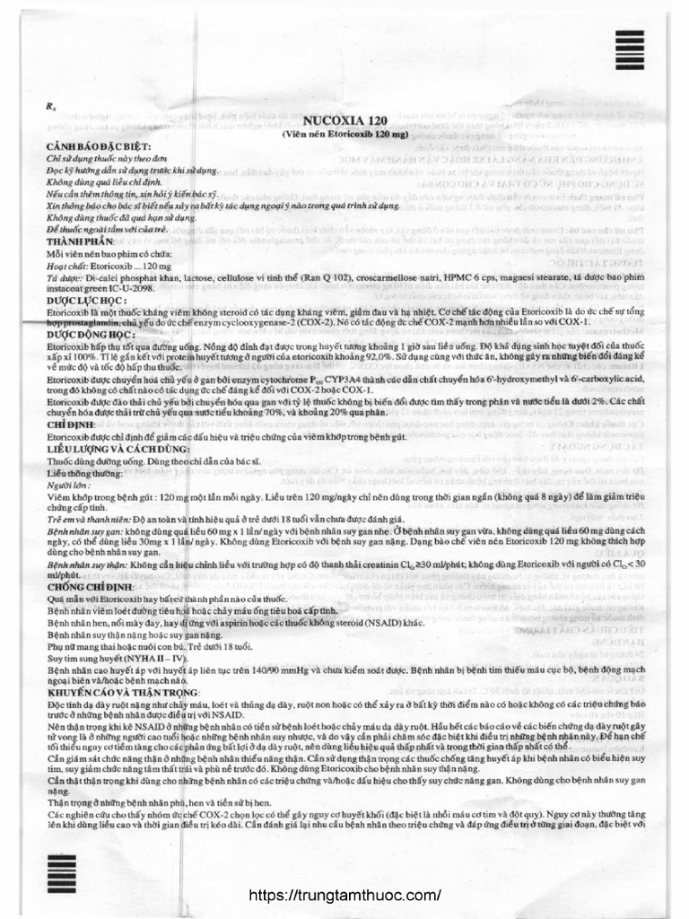 Nucoxia 120 Huongdansudung Trungtamthuoc | PDF