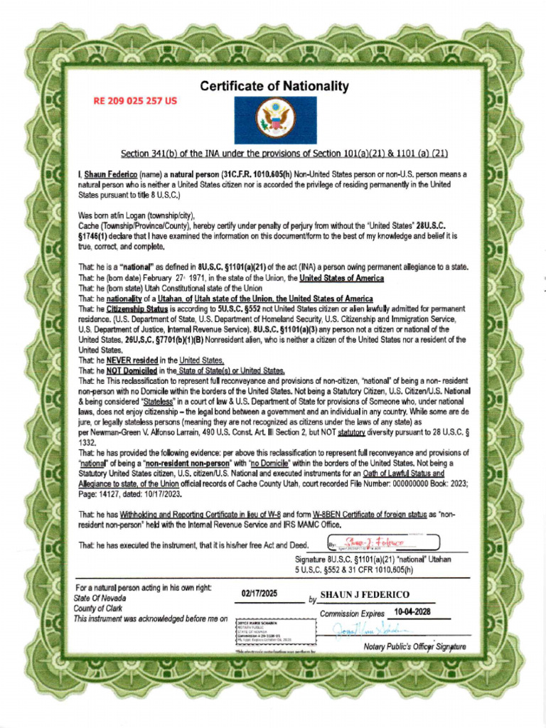 Certificate of Nationality | PDF