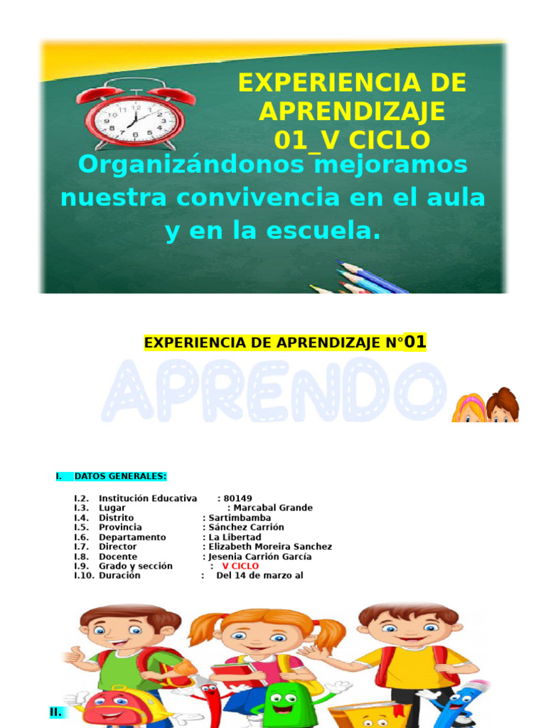 Experiencia 1 de Aprendizaje V Ciclo. | PDF | Evaluación | Aprendizaje
