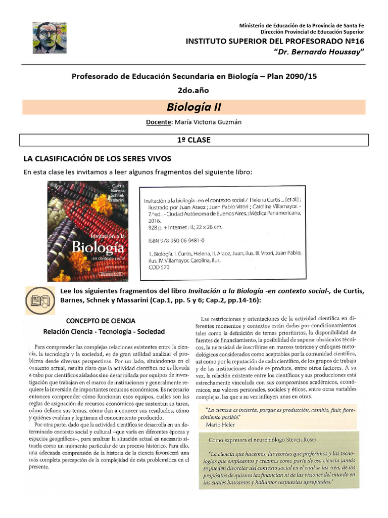 Bio - II CLASE 1 | PDF | Taxonomía (biología) | Biología