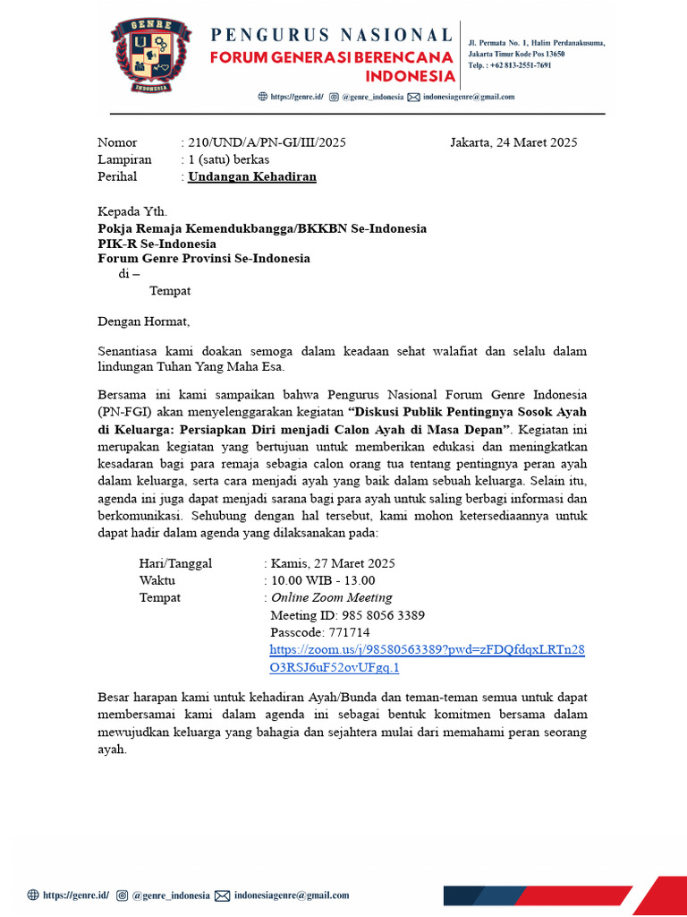 Undangan Kehadiran - Diskusi Publik Pentingnya Sosok Ayah Di Keluarga ...