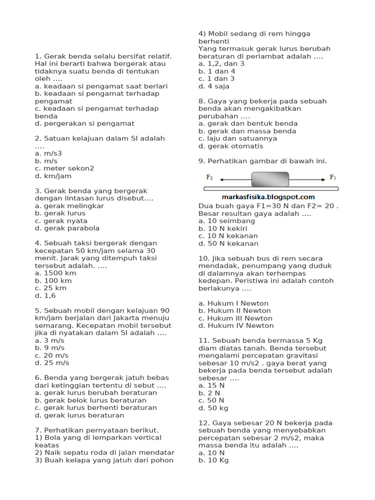 soal gerak benda | PDF