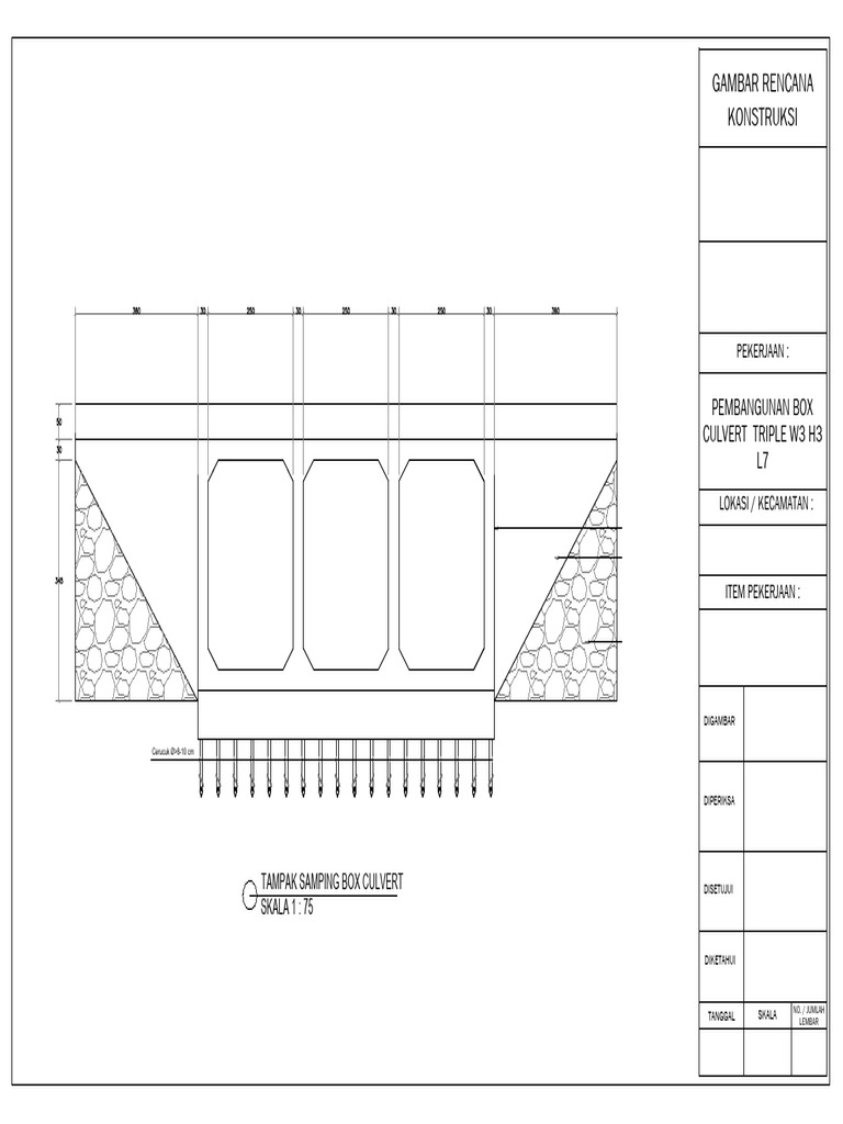 Gambar Konstruksi Box Culvert W3 H3 L7 | PDF