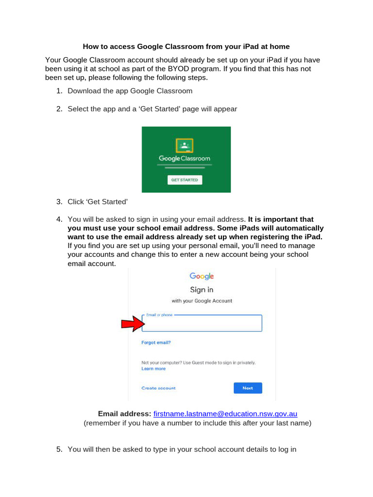 NRPS Student Home Guide To Access The Google Classroom On Their Ipads | PDF