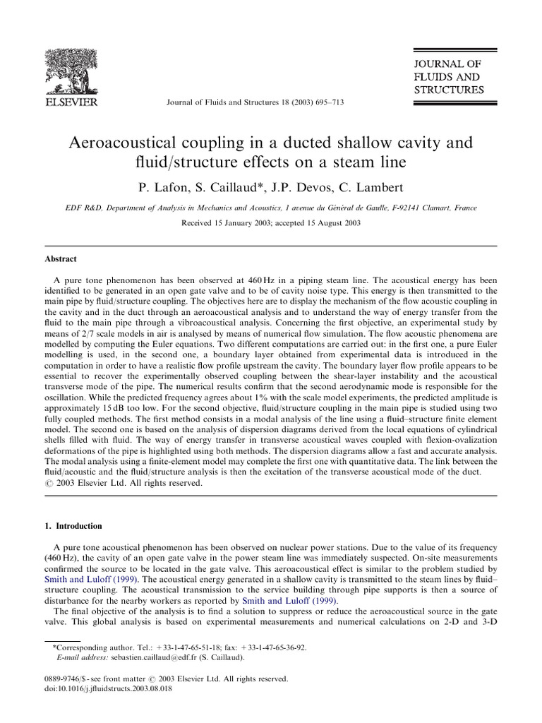 Aeroacoustic Coupling in Steam Lines | PDF | Waves | Acoustics