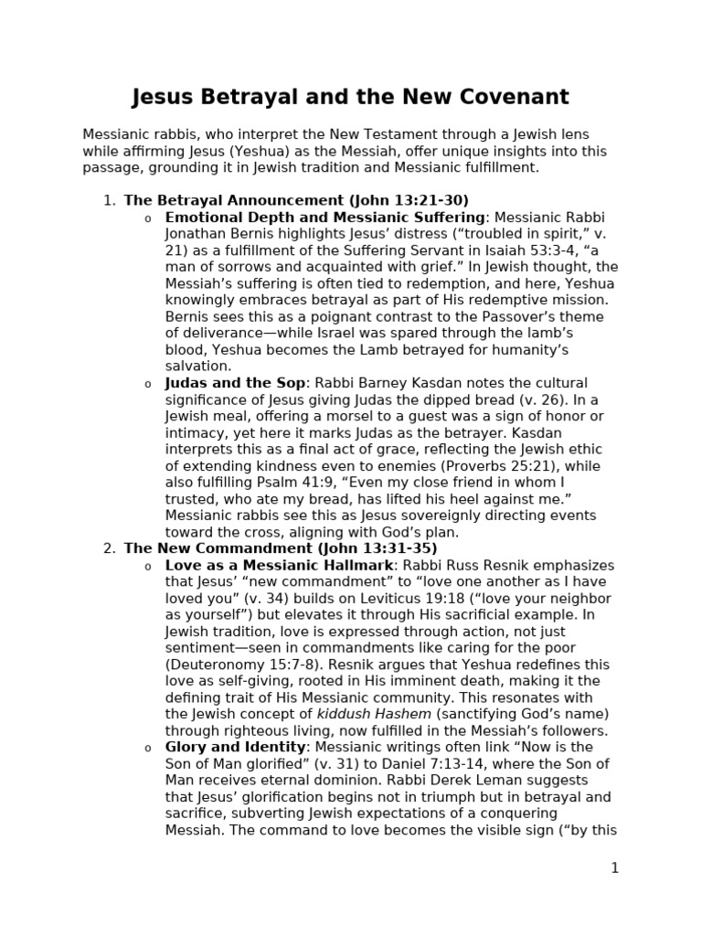 Jesus Betrayal and The New Covenant | PDF | Jesus | Judas Iscariot