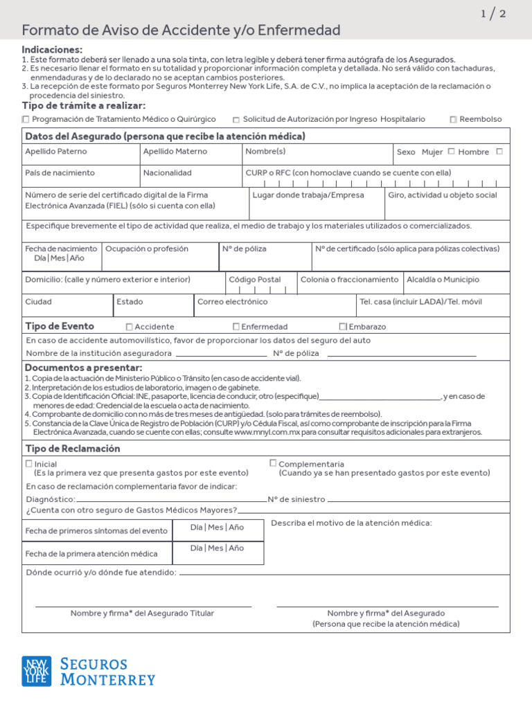 Aviso de Accidente | PDF | Póliza de seguros