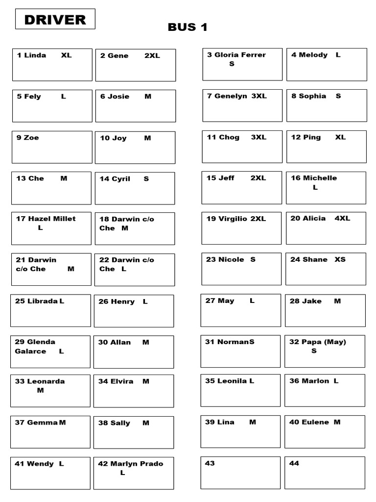 Bus Seat Assignments and Drivers | PDF